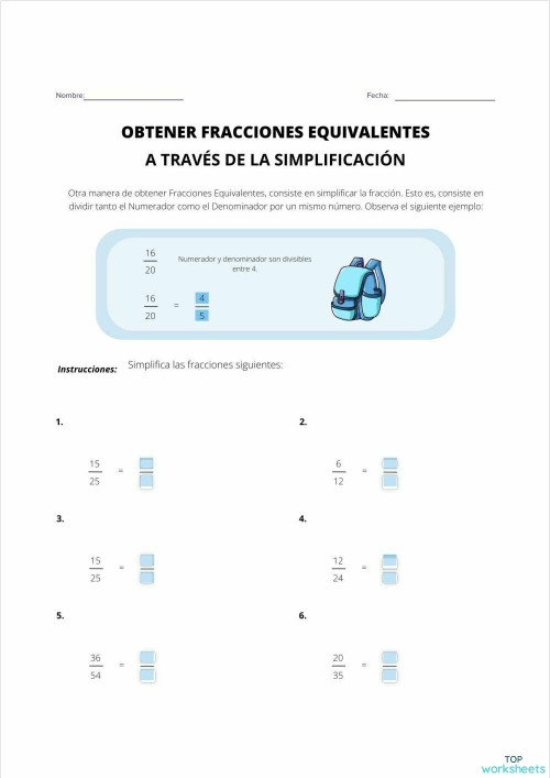 FRACCIONES EQUIVALENTES. Ficha interactiva | TopWorksheets