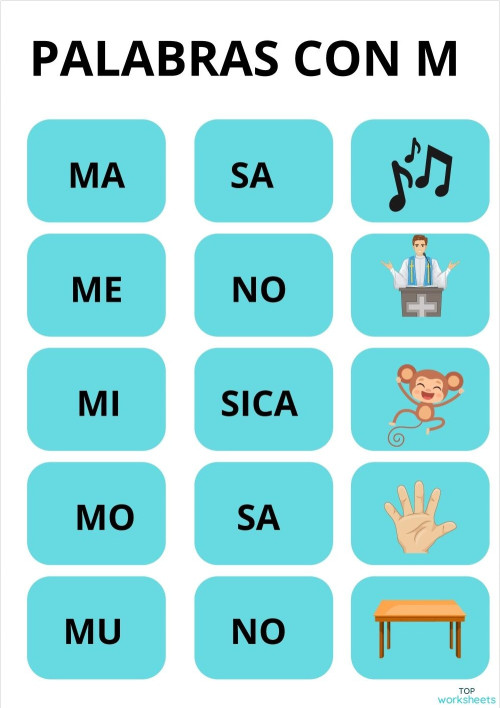 PALABRAS CON M. Ficha interactiva | TopWorksheets