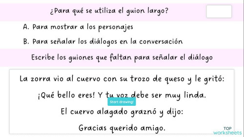 El guion largo. Ficha interactiva | TopWorksheets