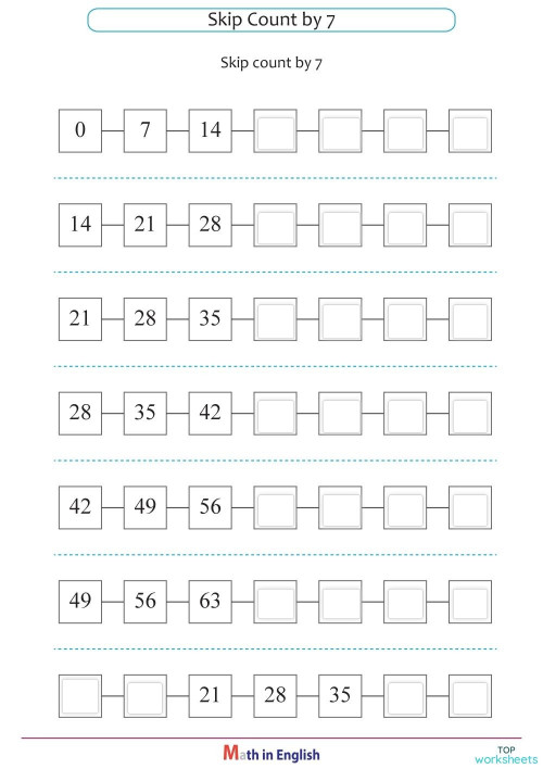 Skip Counting 7. Interactive worksheet | TopWorksheets