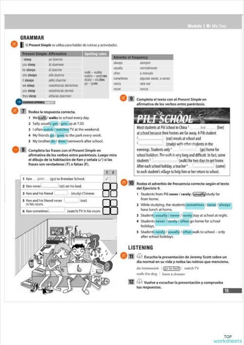1º ESO. Module 1. Section B. Page 3. Interactive worksheet | TopWorksheets
