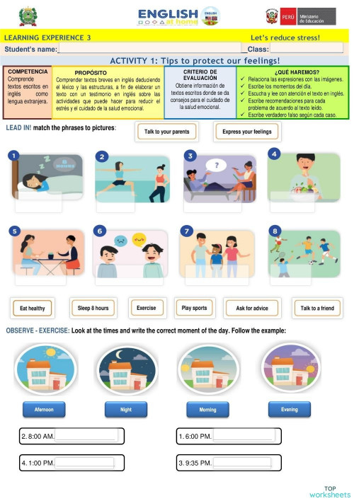 Tips to protect our feelings. Ficha interactiva | TopWorksheets