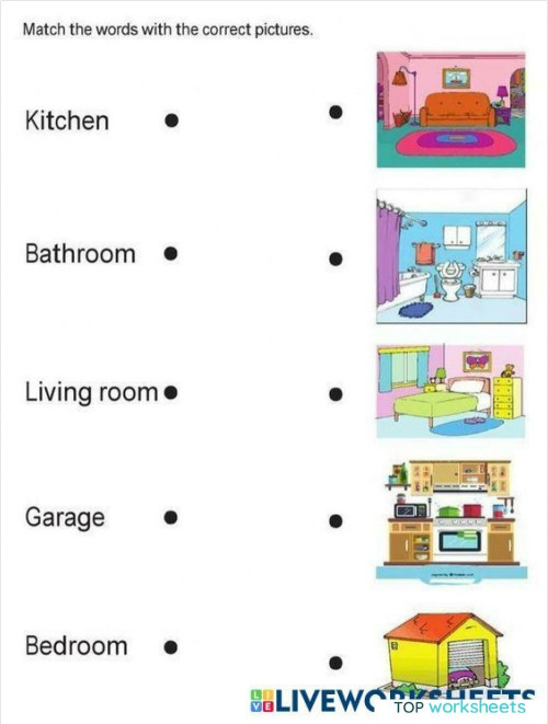 Places at home. Interactive worksheet | TopWorksheets