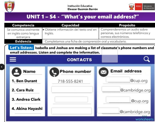 Session 4- what's your email address?- A1. Ficha interactiva ...