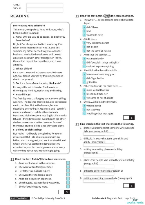 Reading comprehension: interactive worksheets and online exercises ...