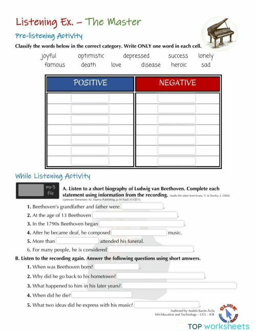 Listening Ex. - The Master. Interactive worksheet | TopWorksheets
