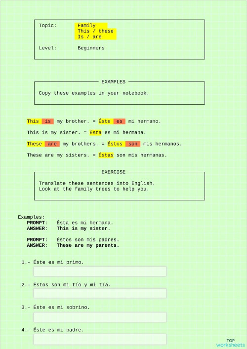Basic - 1 - 5 - THESE.GAP. Interactive worksheet | TopWorksheets