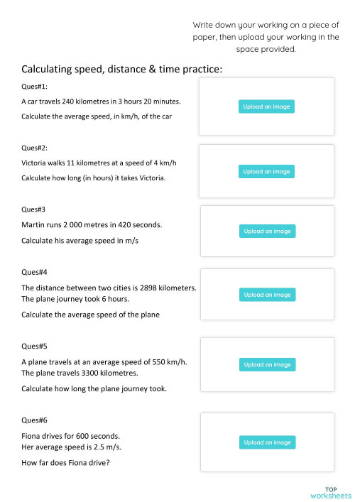 Calculating Speed, Distance & Time Practice. Interactive worksheet ... Calculating Speed, Distance & Time Practice. Interactive worksheet ...
