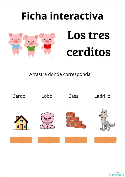 Los tres cerditos. Ficha interactiva | TopWorksheets