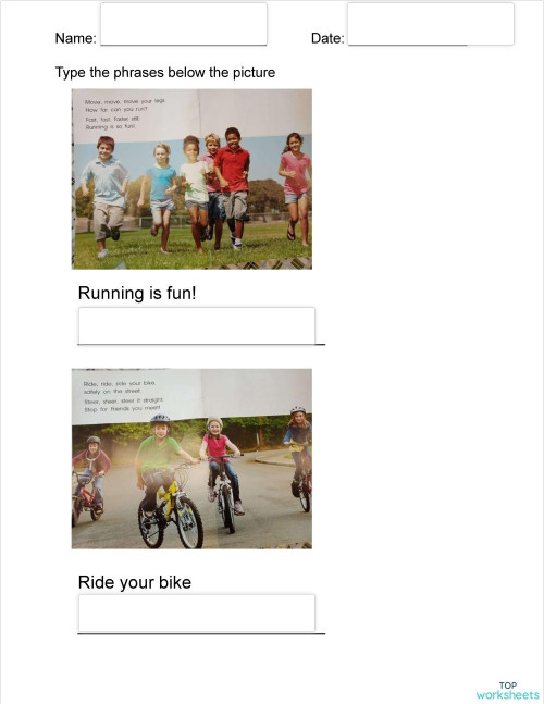 Type short phrases. Interactive worksheet | TopWorksheets