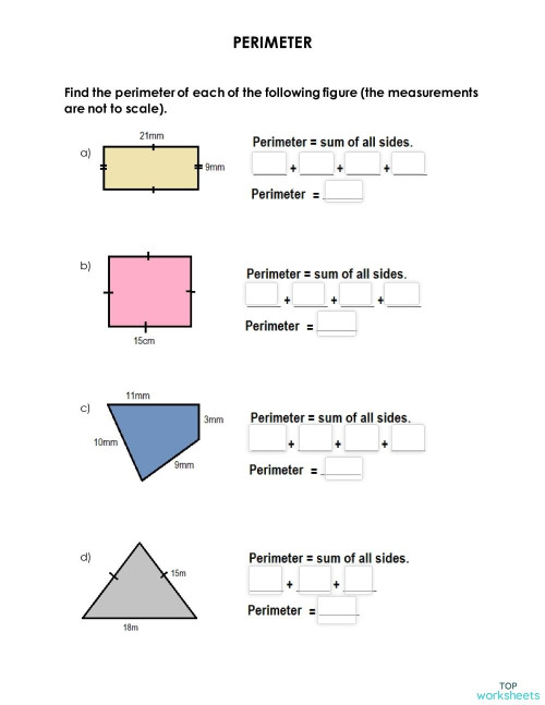 Find perimeter. Interactive worksheet | TopWorksheets