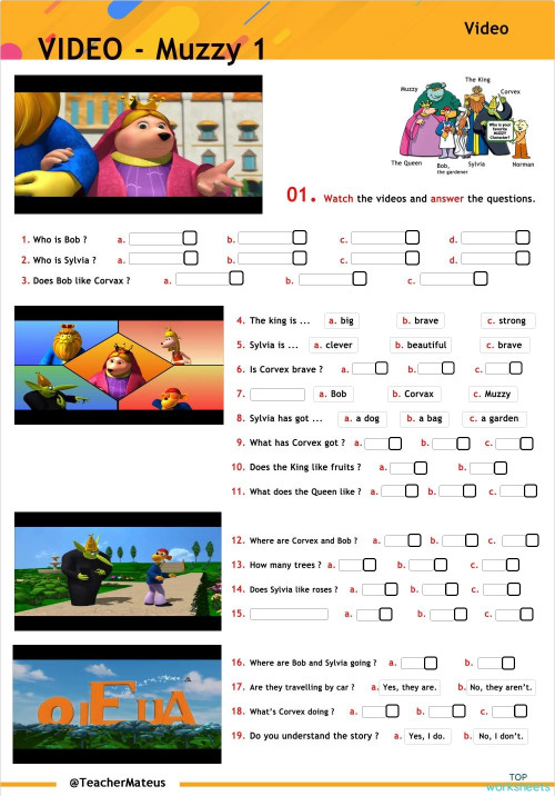 Muzzy 1 - VIDEO - Listening - TM0306 (Copied). Interactive worksheet ...