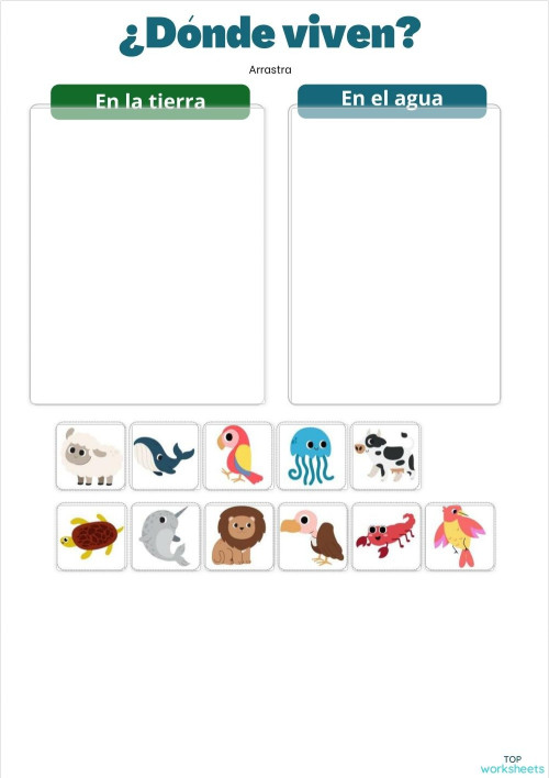 ¿Dónde viven los animales?. Ficha interactiva | TopWorksheets