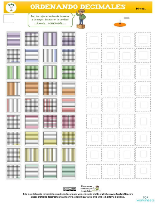 Ordenar decimales 01. Ficha interactiva | TopWorksheets