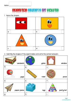 Grouping objects by shapes. Interactive worksheet | TopWorksheets
