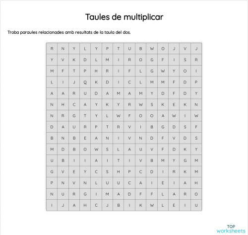 Taules de multiplicar. Fitxa interactiva | TopWorksheets