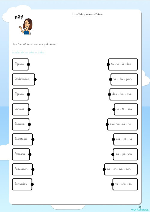 La sílaba, monosílabos. Ficha interactiva | TopWorksheets