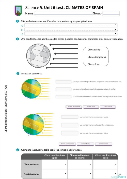 5º Primaria: fichas interactivas y ejercicios online | TopWorksheets