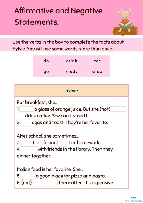 Affirmative and negative statements. Interactive worksheet | TopWorksheets