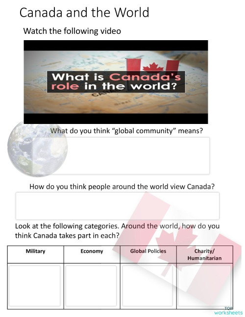 Canada and the World. Interactive worksheet | TopWorksheets