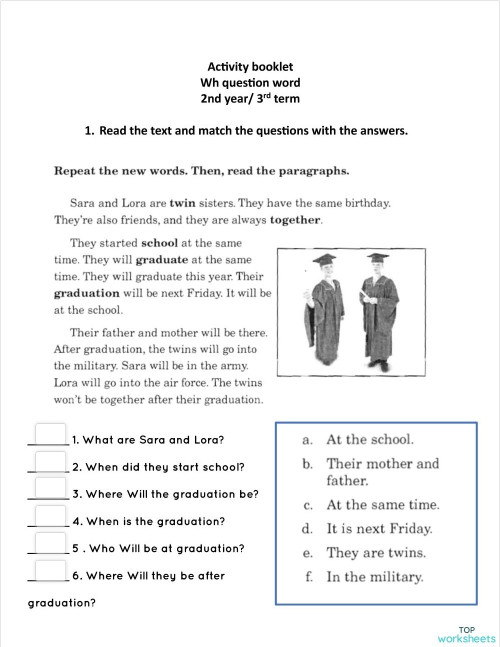 Wh/ will question words. Ficha interactiva | TopWorksheets