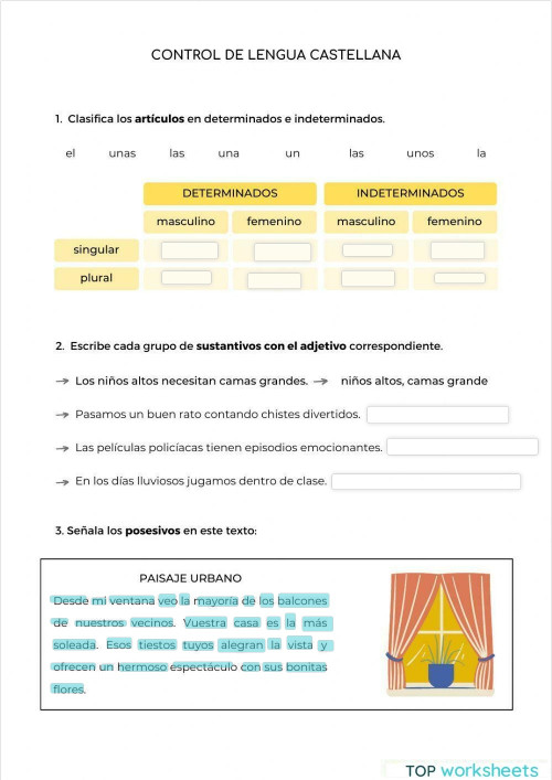 Sustantivos: fichas interactivas y ejercicios online | TopWorksheets
