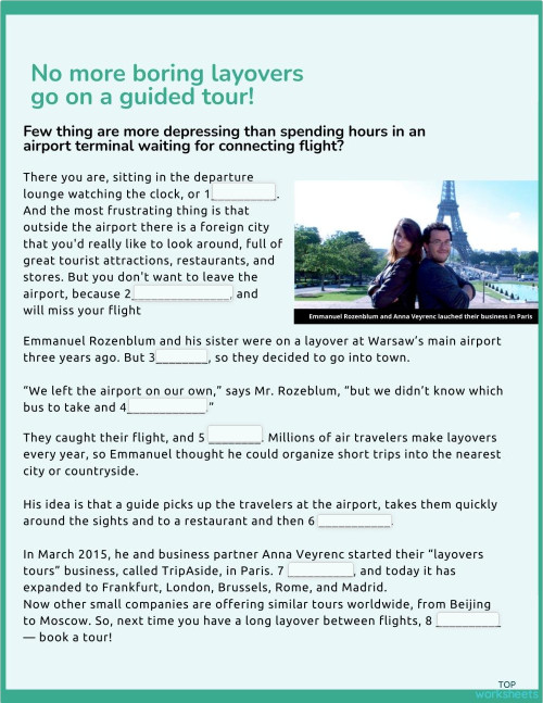 No more boring layovers, go on a guided tour!. Interactive worksheet ...