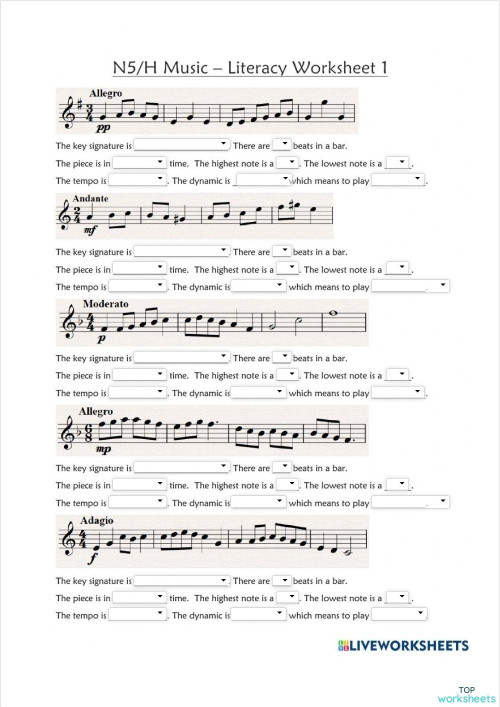 National 5 Literacy 1. Interactive worksheet | TopWorksheets