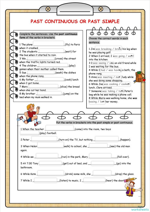 past simple vs. past continuous RECOVERY. Interactive worksheet ...