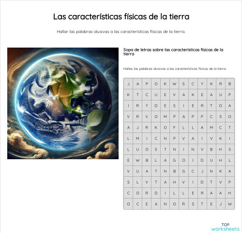 Las características físicas de la tierra. Ficha interactiva | TopWorksheets