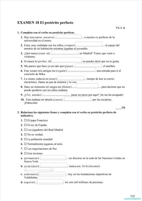 ACCIDENTES DEL VERBO. Ficha interactiva | TopWorksheets
