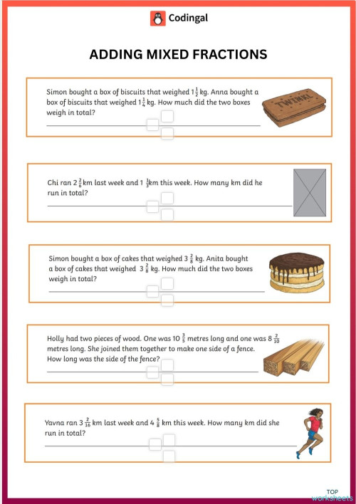 M_G05M06L12_WE01_Word_Problems(Fractions Add and Subtract)_5. Interactive worksheet | TopWorksheets