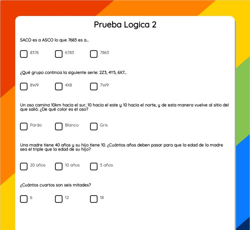 Prueba Logica 2. Ficha interactiva | TopWorksheets