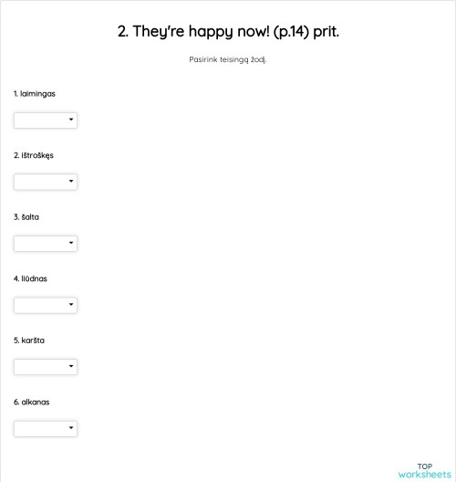 2. They're happy now! (p.14) prit.. Interactive worksheet | TopWorksheets