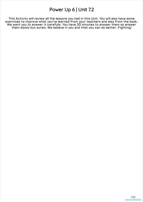 Power Up 6 | Unit 7.2. Interactive worksheet | TopWorksheets