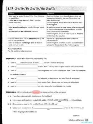 Grammar in Context 3: be, get, used to. Interactive worksheet ...