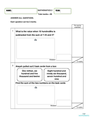 MATHS 2 REVISION PART 2A. Interactive worksheet | TopWorksheets