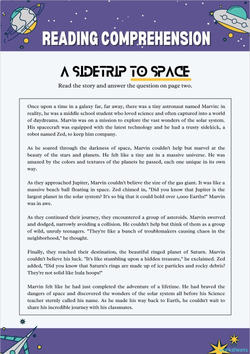 Reading comprehension. Interactive worksheet | TopWorksheets