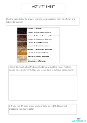 Hair Color Chart. Interactive worksheet | TopWorksheets