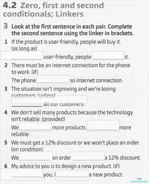 Conditionals / linkers. Interactive worksheet | TopWorksheets