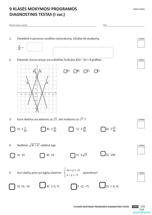 M4. Atimtis iki 1000. Interactive worksheet | TopWorksheets