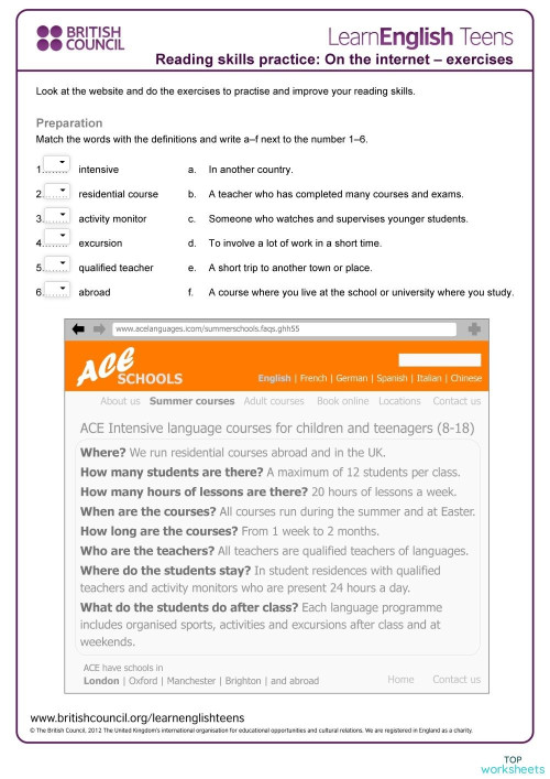 Reading comprehension: interactive worksheets and online exercises ...
