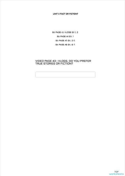 UNIT 4 FACT OR FICTION?. Interactive worksheet | TopWorksheets