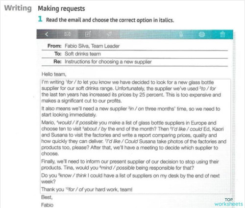 Writing- make a request. Interactive worksheet | TopWorksheets