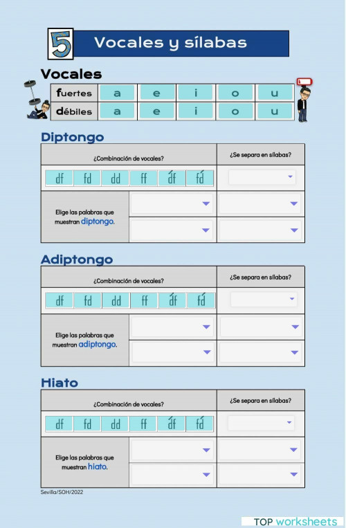 Vocales y sílabas. Ficha interactiva | TopWorksheets