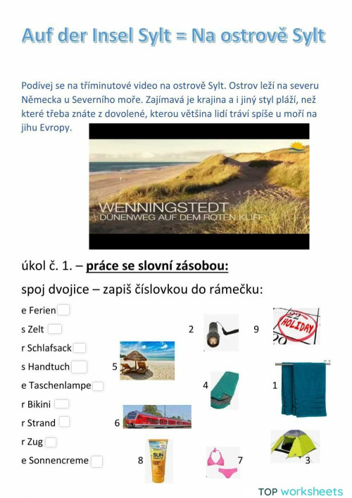 Video auf Sylt. Interaktives Arbeitsblatt | TopWorksheets