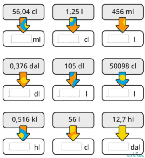 Metro, litro y gramo. Ficha interactiva | TopWorksheets
