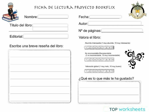 Ficha de lectura proyecto bookflix. Ficha interactiva | TopWorksheets