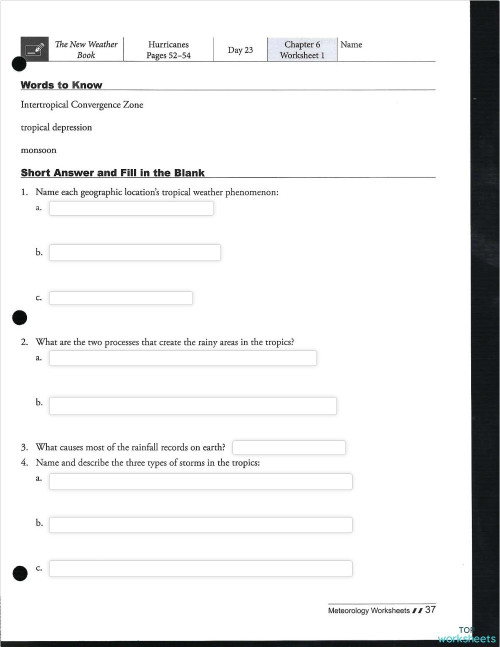 Hurricanes: Chapter 6 Worksheet 1 Pg 37-38. Interactive worksheet ...