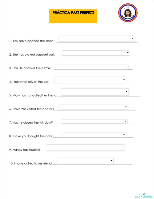 WORKSHEET PAST PERFECT. Ficha interactiva | TopWorksheets